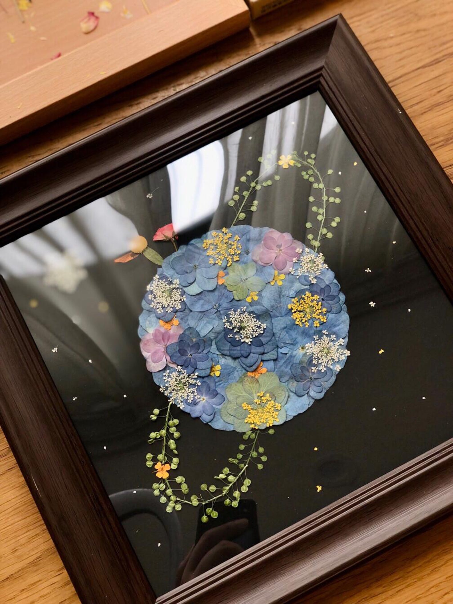 PRESSED FLOWER Wall Art, Boho Room Decor, Handmade Dry Flower in Frame ...