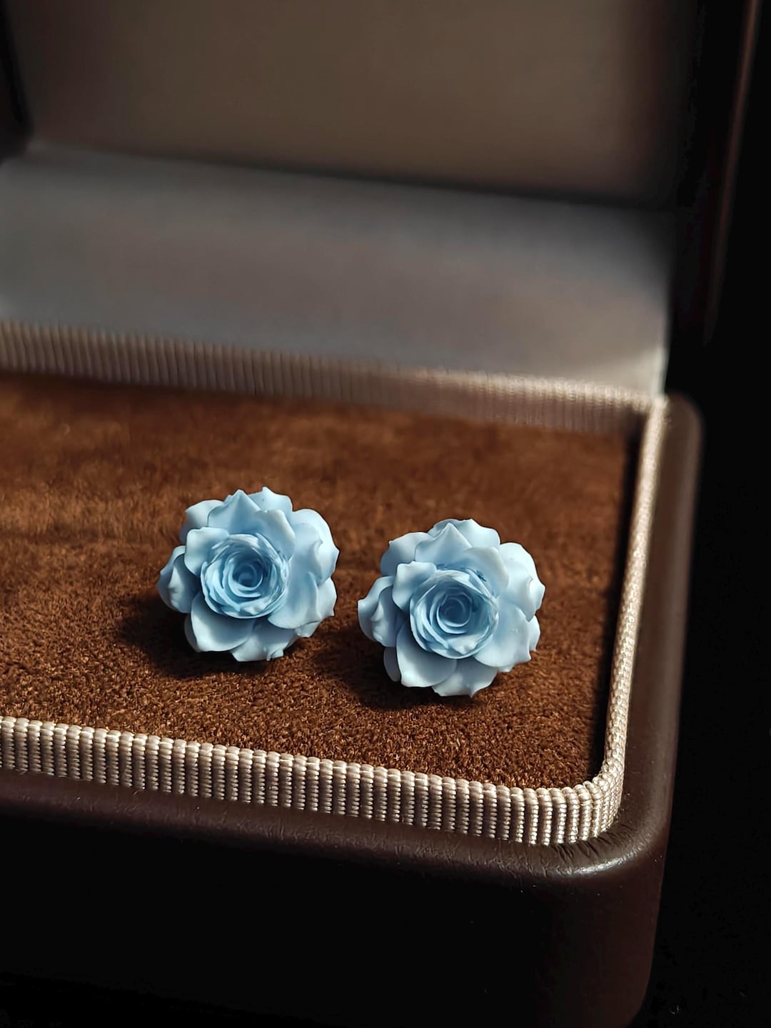 Handmade Blue Rose Earrings | Resin Floral Studs | Elegant Gift for Her ...