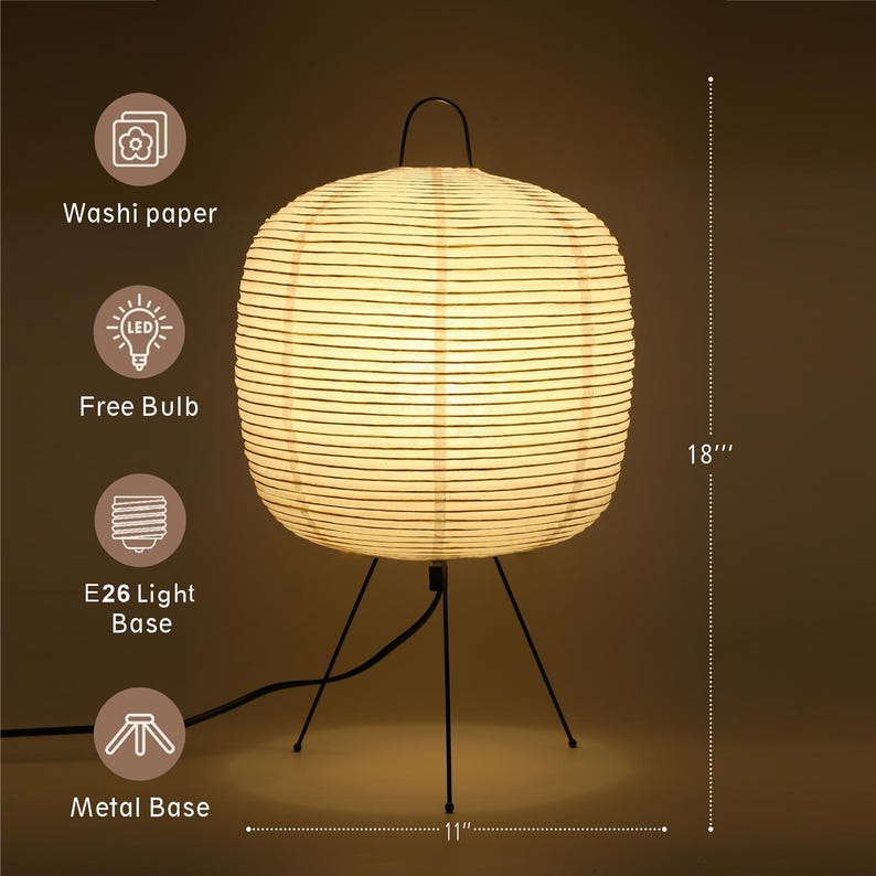 Cylinder Shaped Lamp LED Table Lamp – Handmade Japanese Rice Paper ...