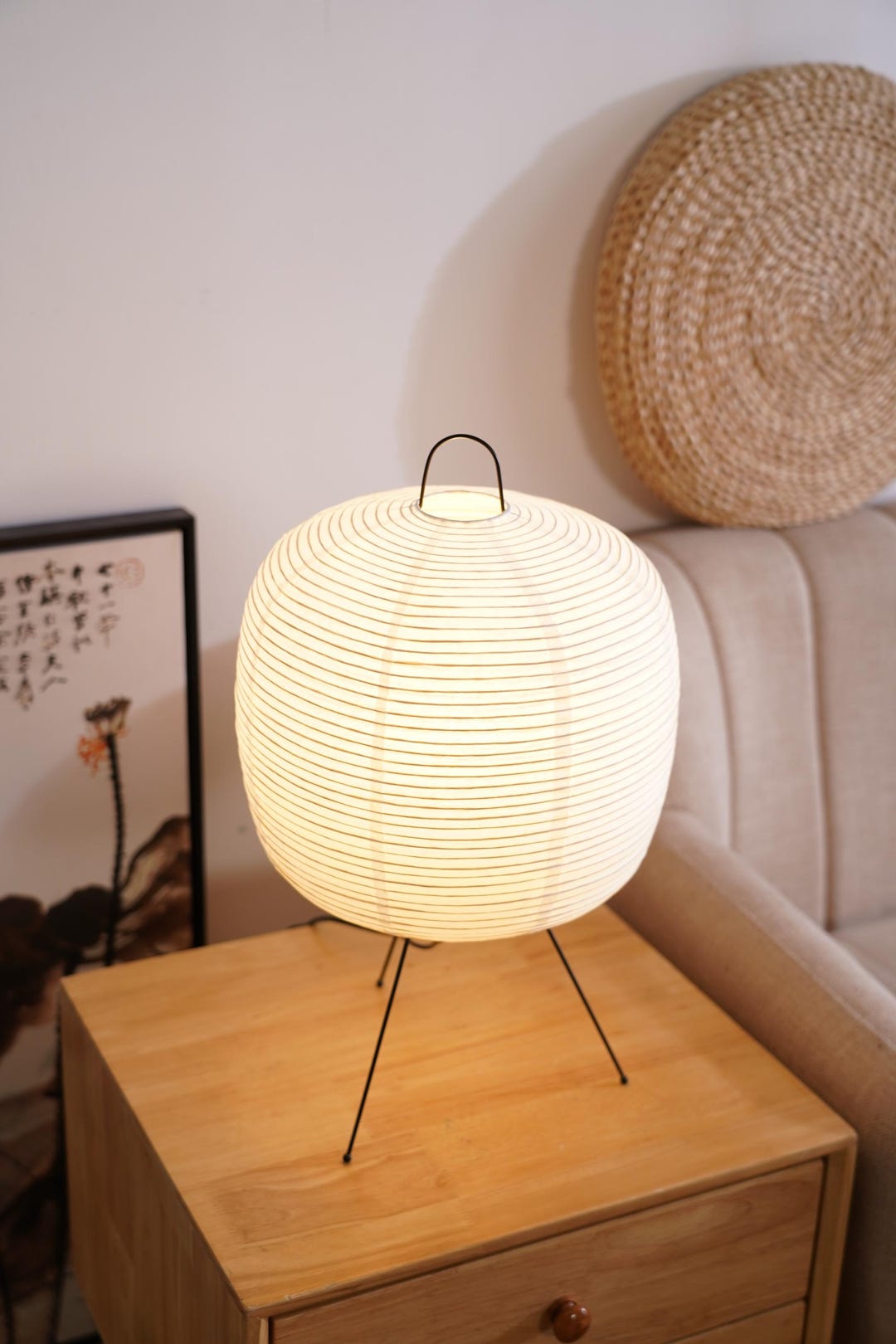 Cylinder Shaped Lamp LED Table Lamp – Handmade Japanese Rice Paper ...