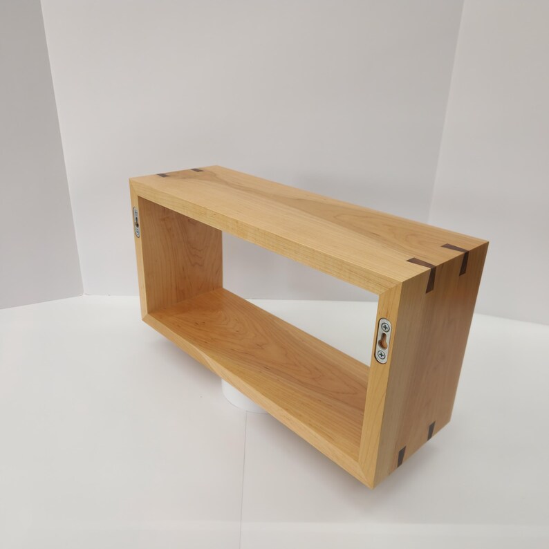 Handmade Rustic Maple Floating Box Frame Shelf With Dovetail Keys Solid ...