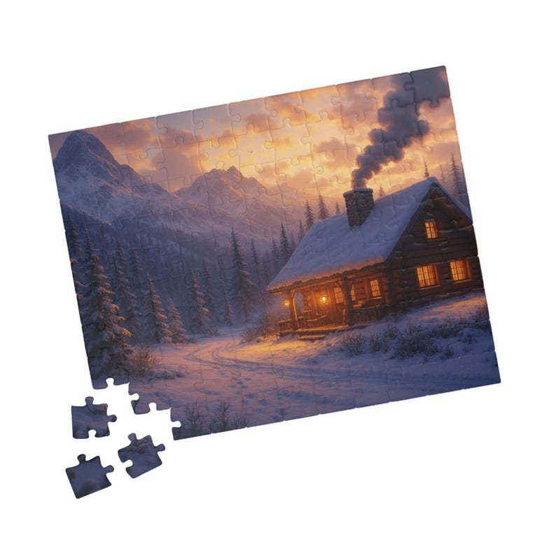 Cozy Winter Cabin Jigsaw Puzzle (110-1014 Pcs) Snowy Alpine Forest ...