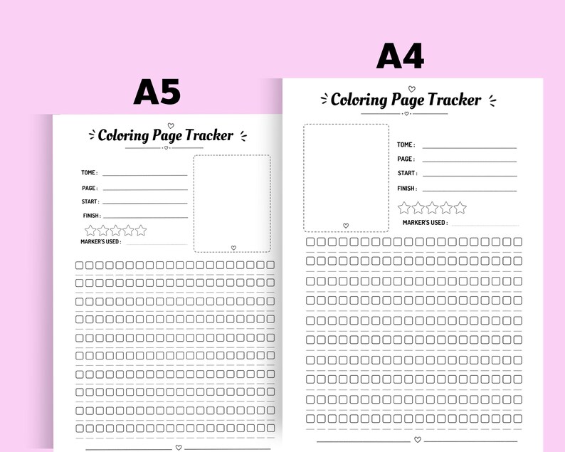 Coloring Page Tracker Printable, Adult Coloring Log, Self Care Journal ...