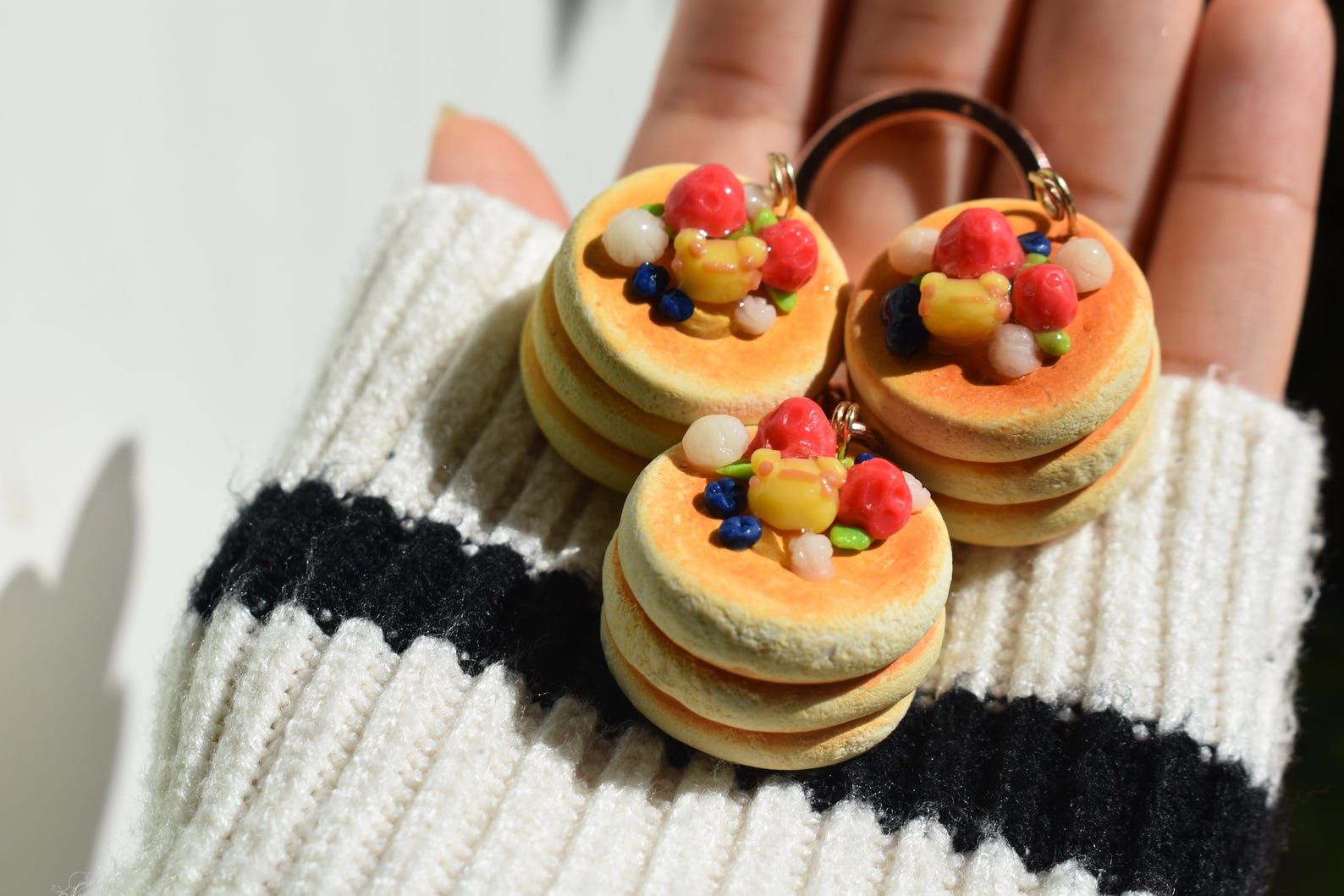 Kawaii Pancake Stack Keychain: Handmade Polymer Clay Keychain ...