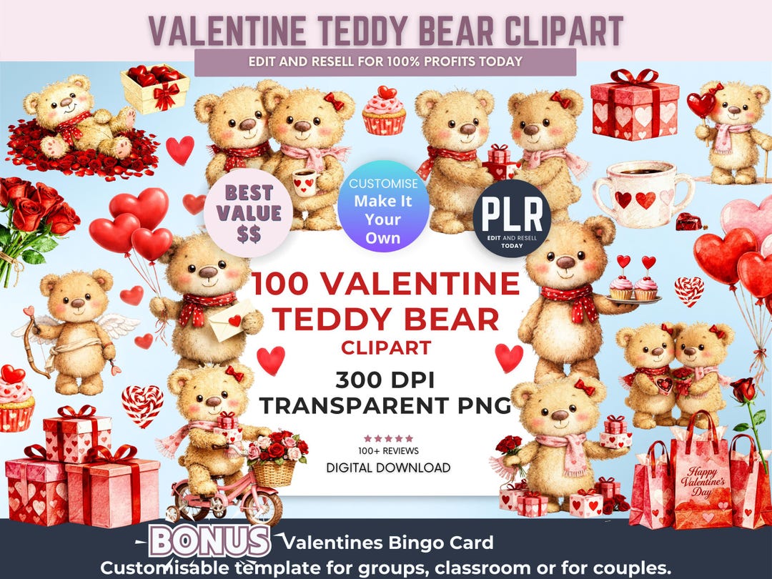 Valentine Day Clipart, 100 Teddy Bear PNG Images , Valentine Cuteness ...