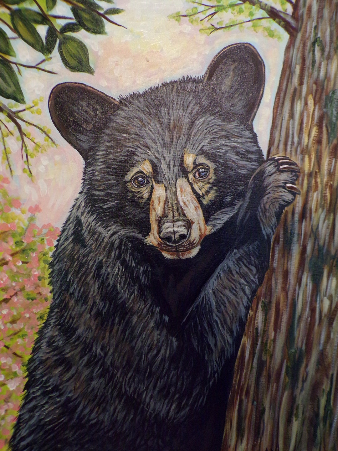 Original Black Bear Acrylic Painting - Handmade Wall Art - Etsy