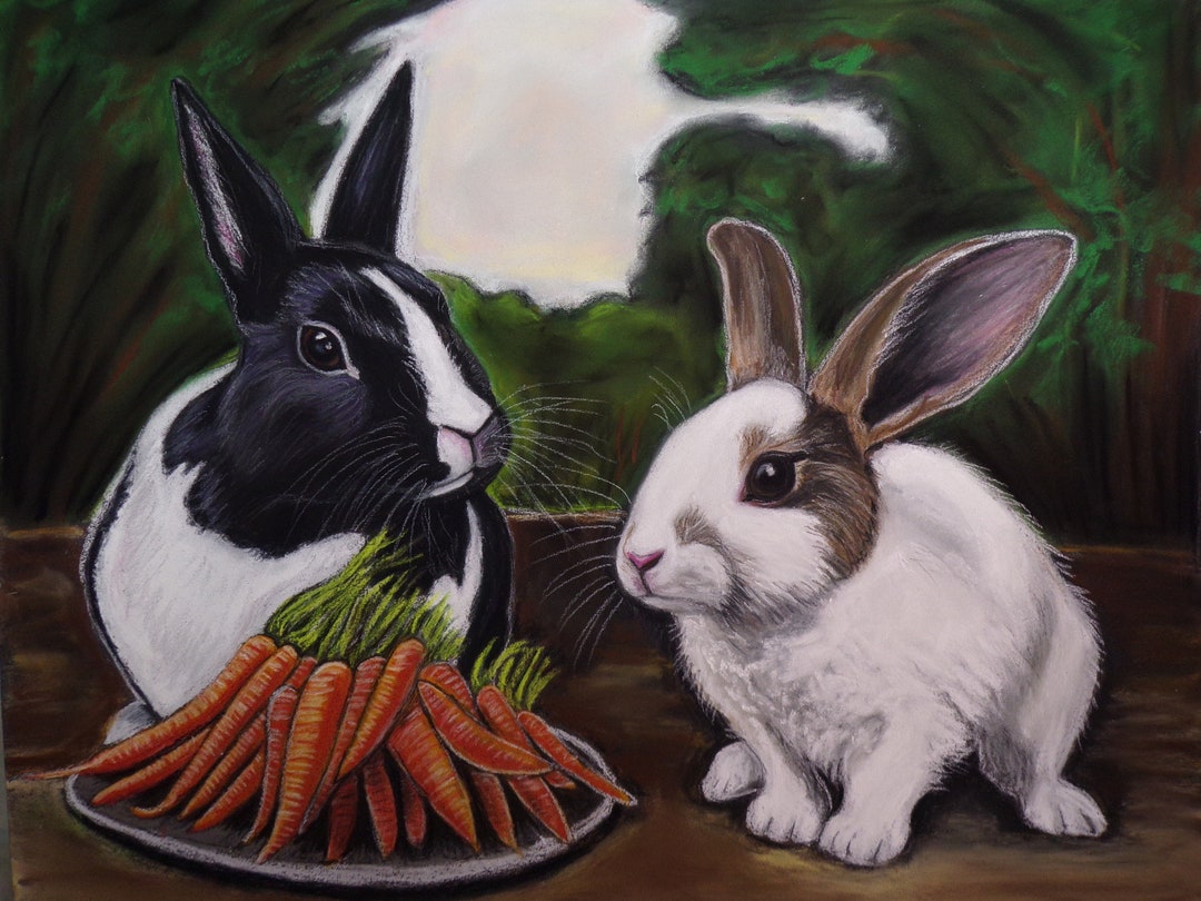 Rabbits and Carrots Original Painting-rabbit Art- Rabbit Gift- Hand ...