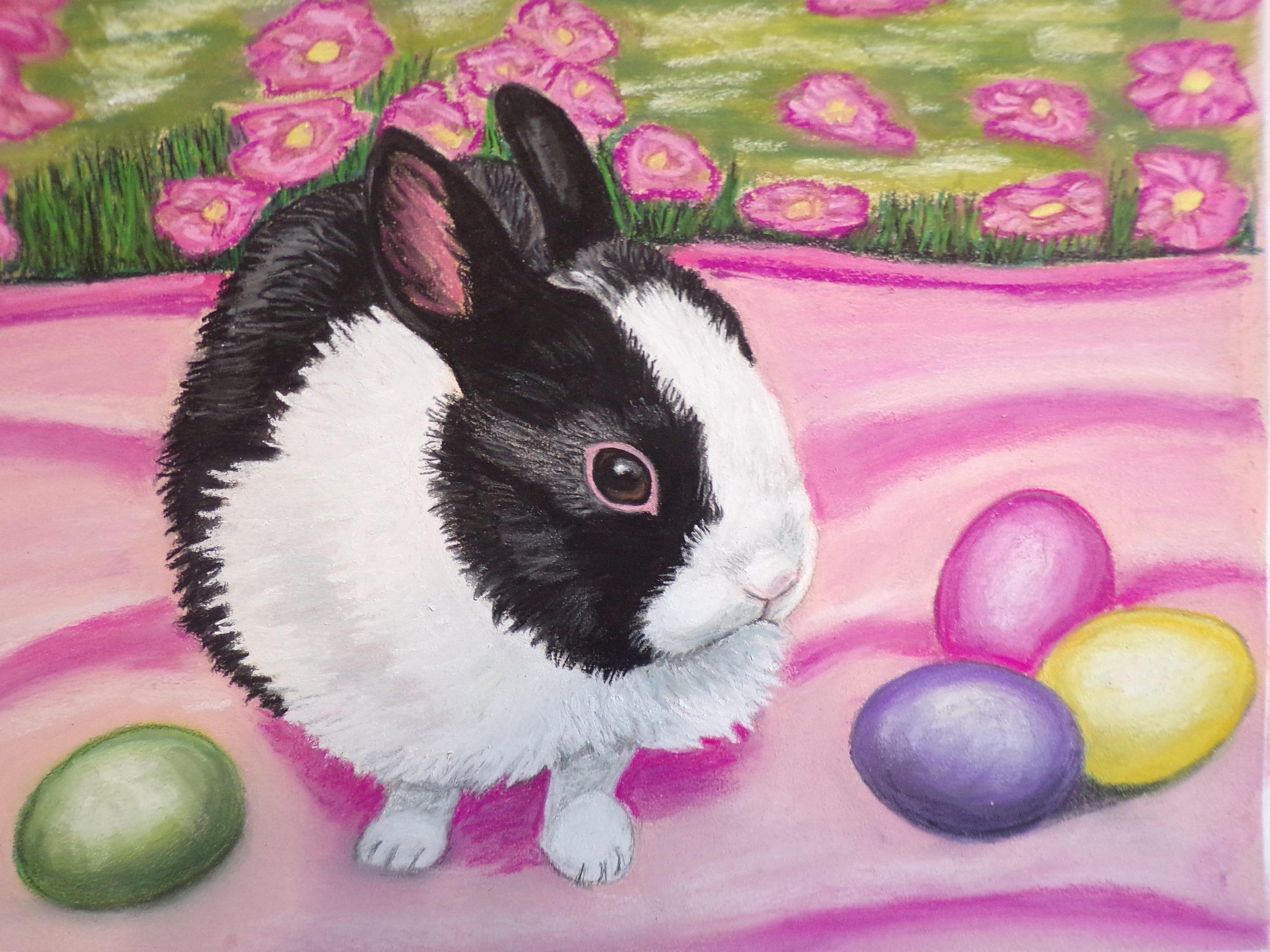 Bunny Rabbit Original Art Wall Decor Painting Hand Painted Art Handmade ...