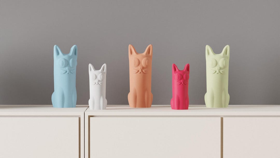 Derpy Cat Vase: Kawaii 3D Printed Planter, Whimsical Home Decor - Etsy