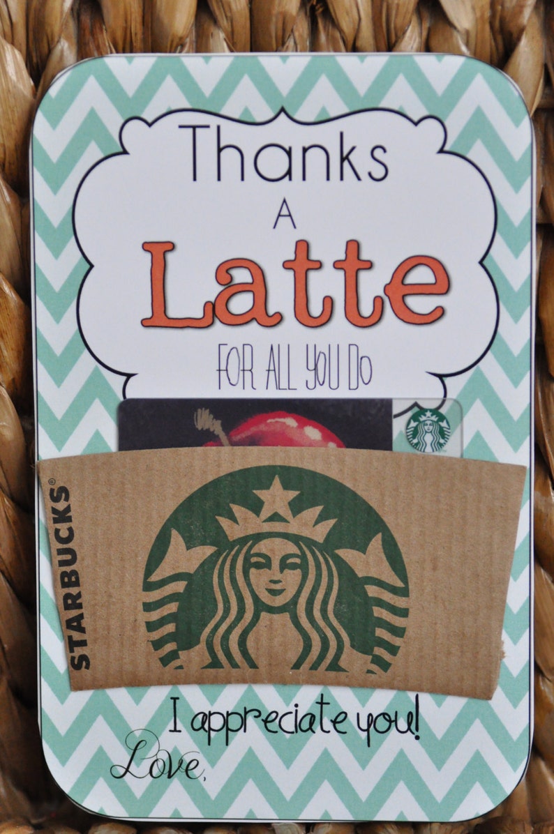 Thanks a Latte Printable teacher Appreciation Gift Gift | Etsy