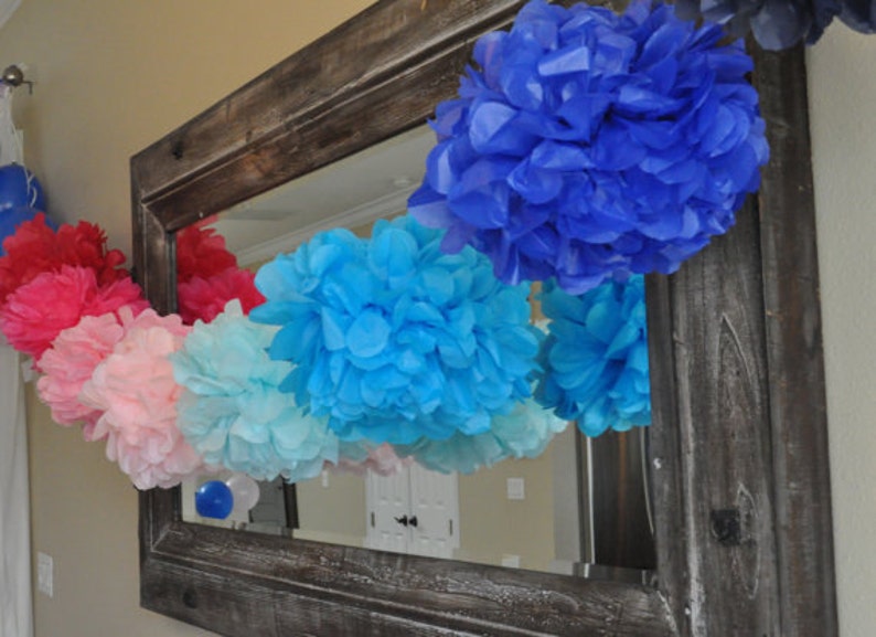 6 Tissue Pom Poms Gender Reveal - Etsy