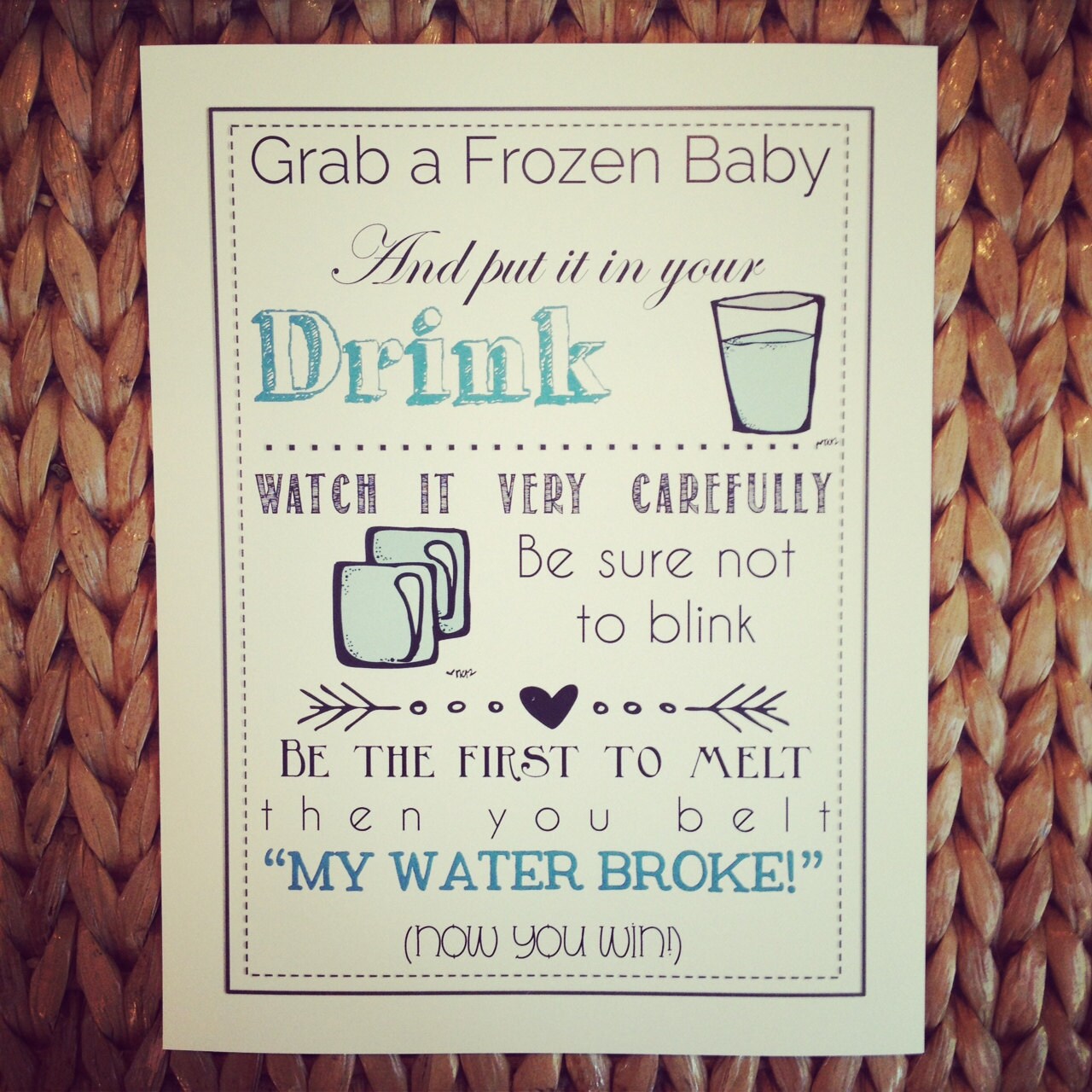 Baby Shower Game printable my Water Broke Ice - Etsy