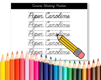 Personalized Cursive Writing Practice Worksheet Printable Script Name ...