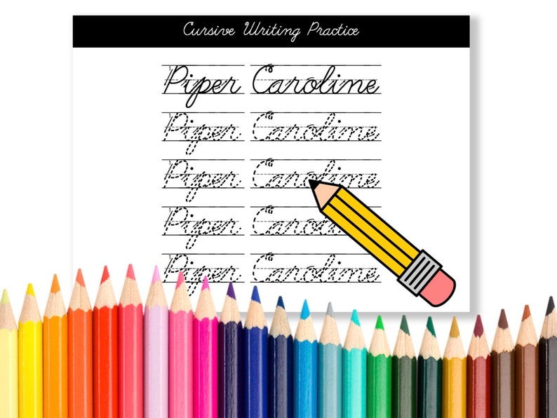 Personalized Cursive Writing Practice Worksheet Printable - Etsy