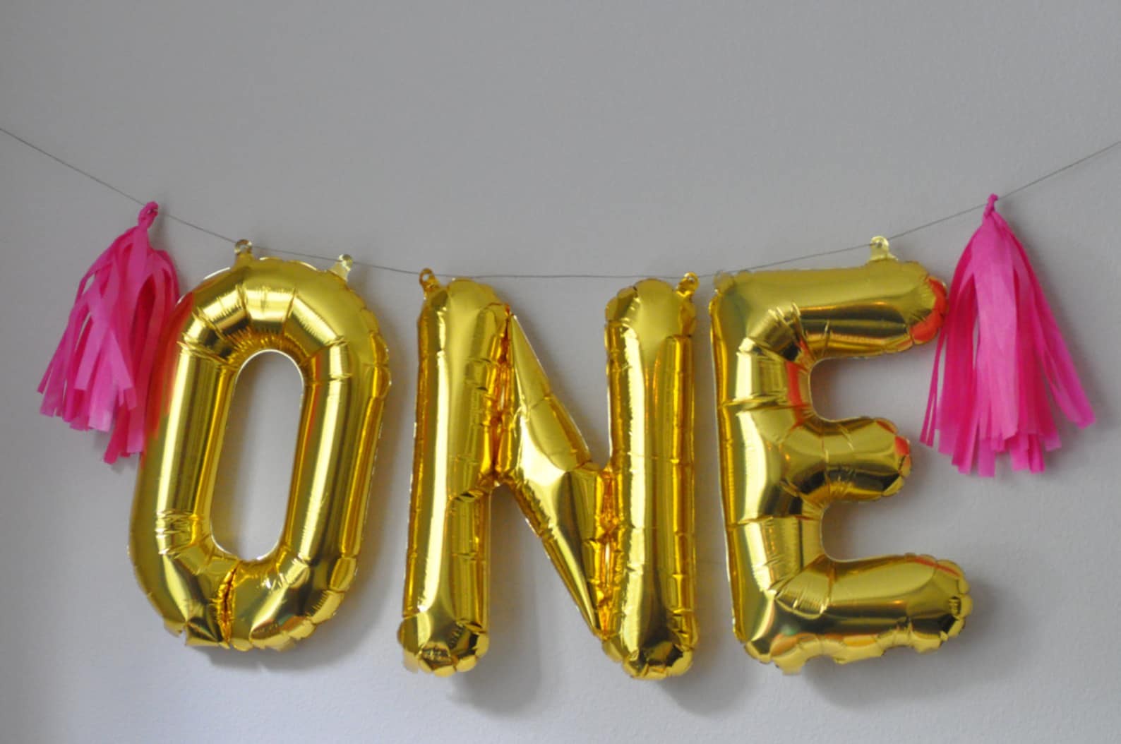 ONE Gold Mylar Balloons 1st Birthday Cake Smash With Custom | Etsy