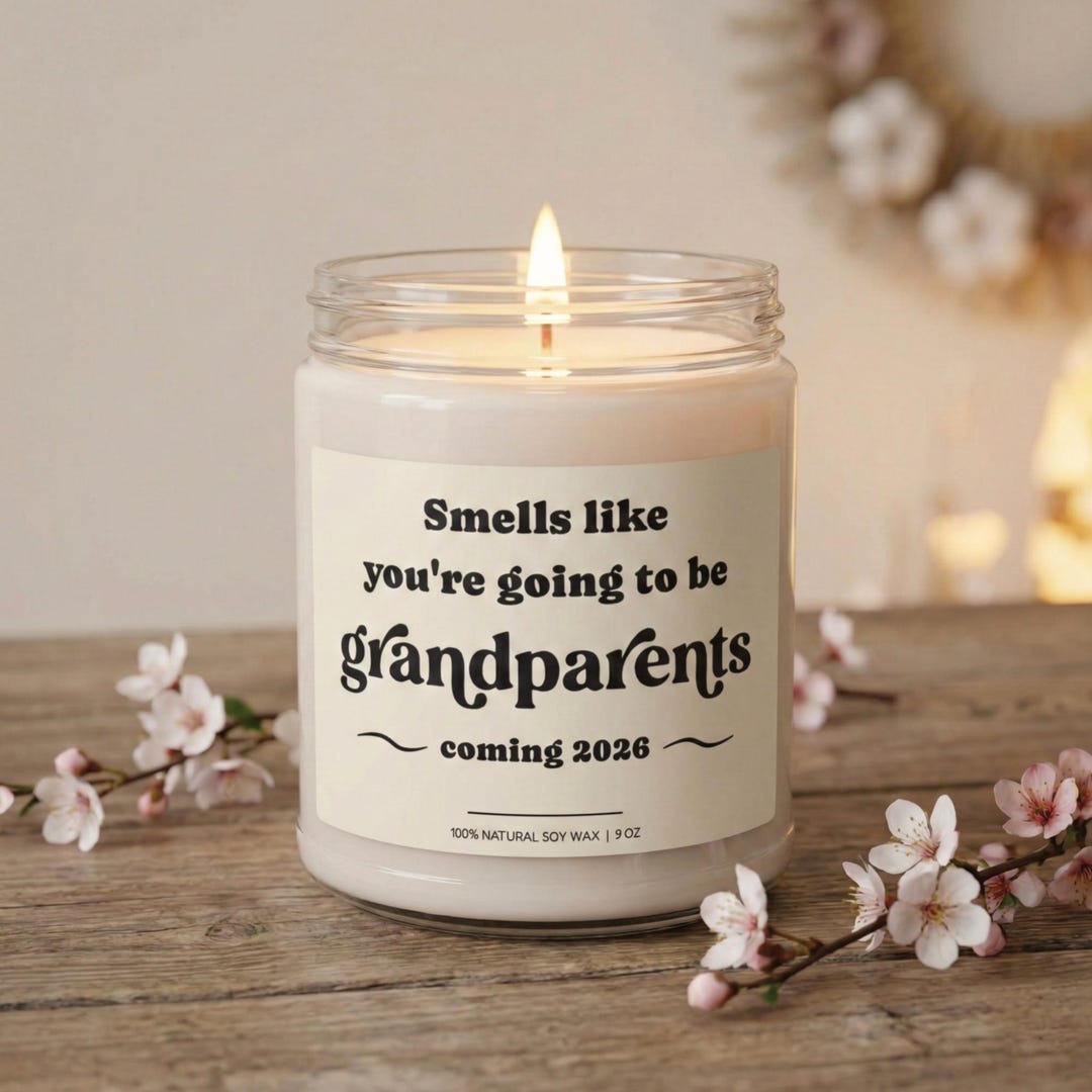 Pregnancy Announcement Candle, Grandparents Reveal Gift, Smells Like ...