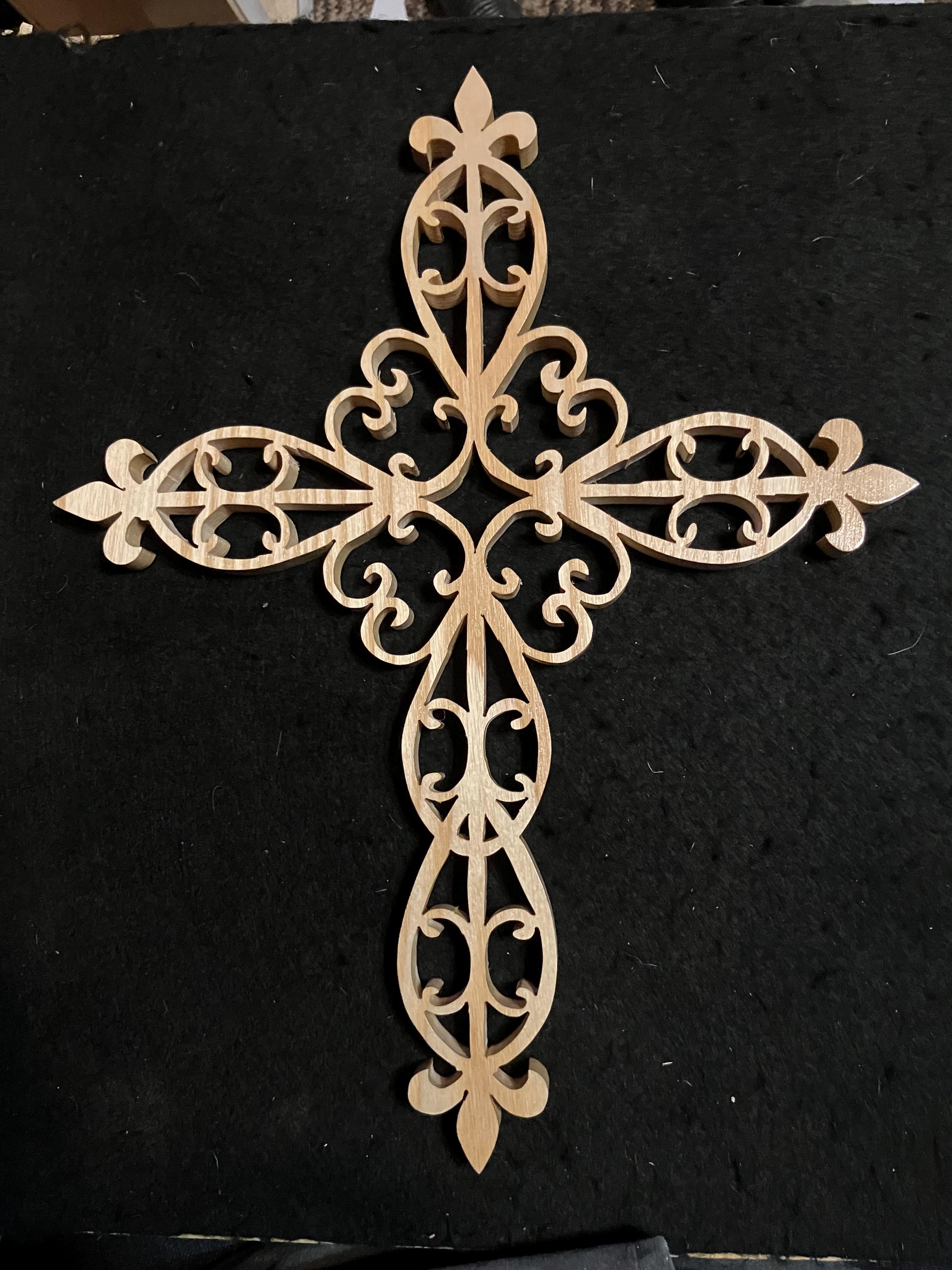 Handcrafted Ash Hardwood Cross Wall Art - Elegant Fretwork Design - Etsy