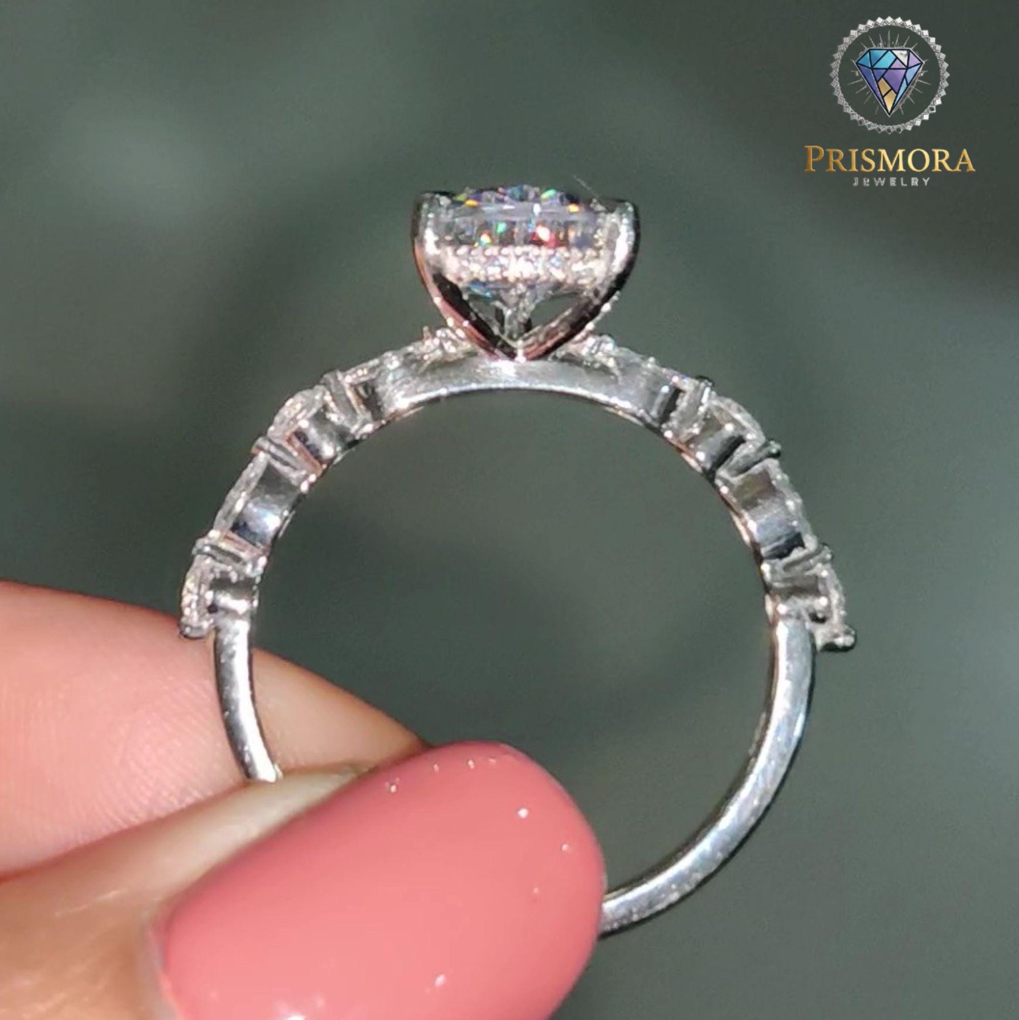 2 Carat Pear Cut Moissanite Engagement Ring for Women, 14K White Gold ...