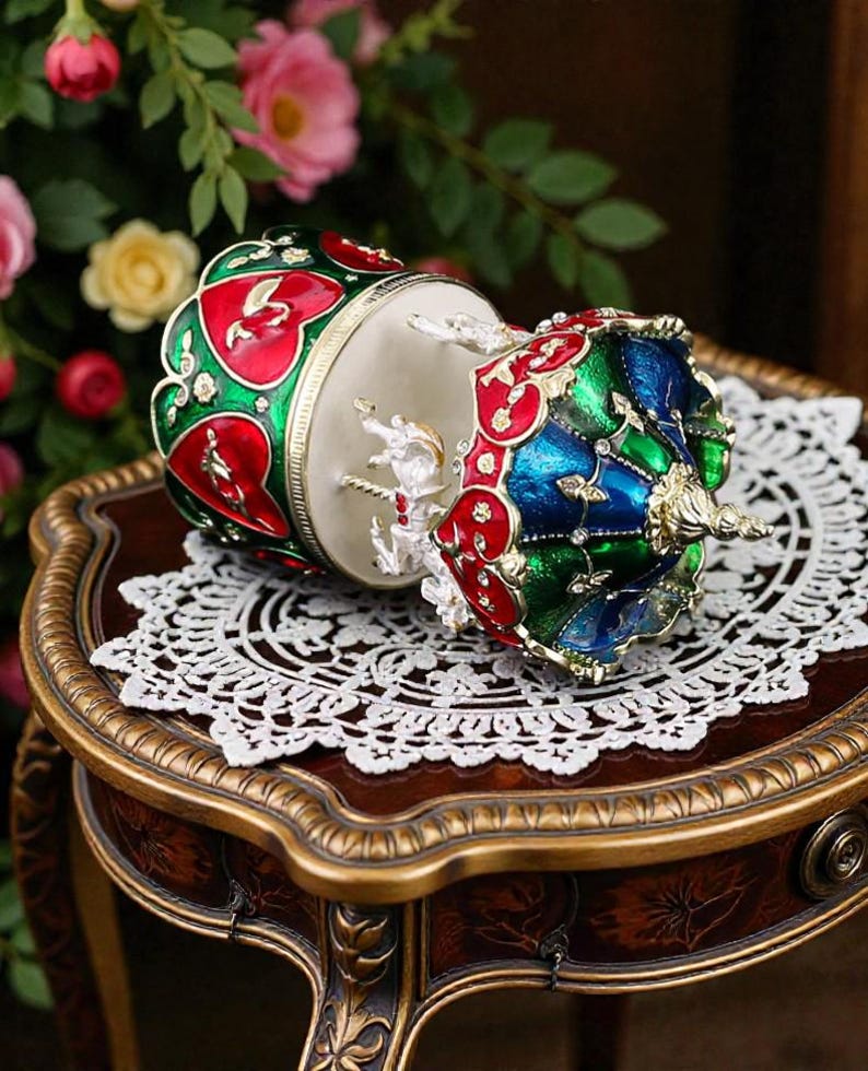 Enamel Carousel Music Box, Victorian Keepsake Trinket Box - Etsy