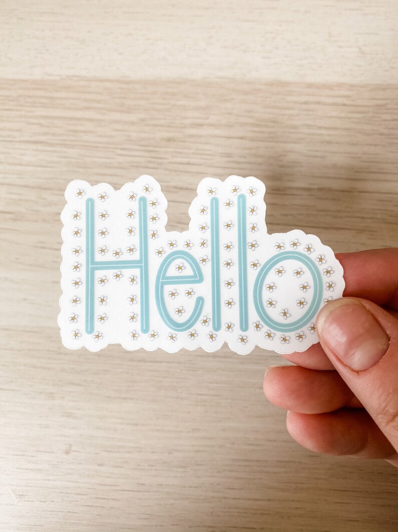Daisy Hello Vinyl Sticker/clear Background/hello/laptop Sticker/journal ...