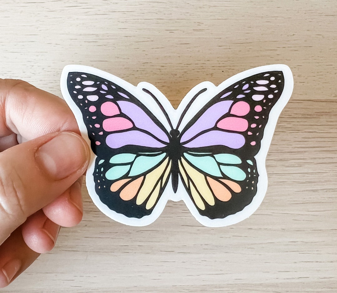 Butterfly Vinyl Sticker/White background/Colorful/VSCO/laptop sticker ...