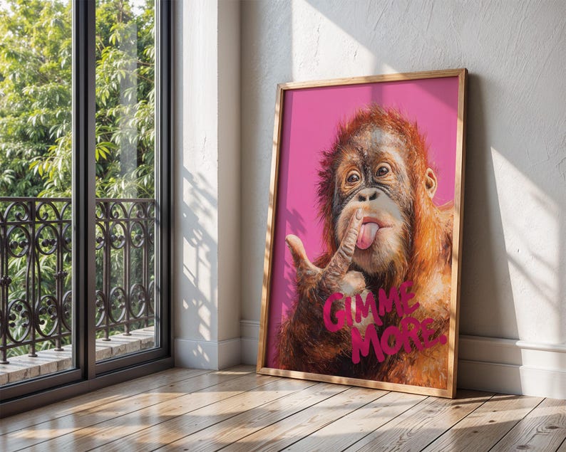 Impressão artística de orangotango | Arte de parede divertida com ...
