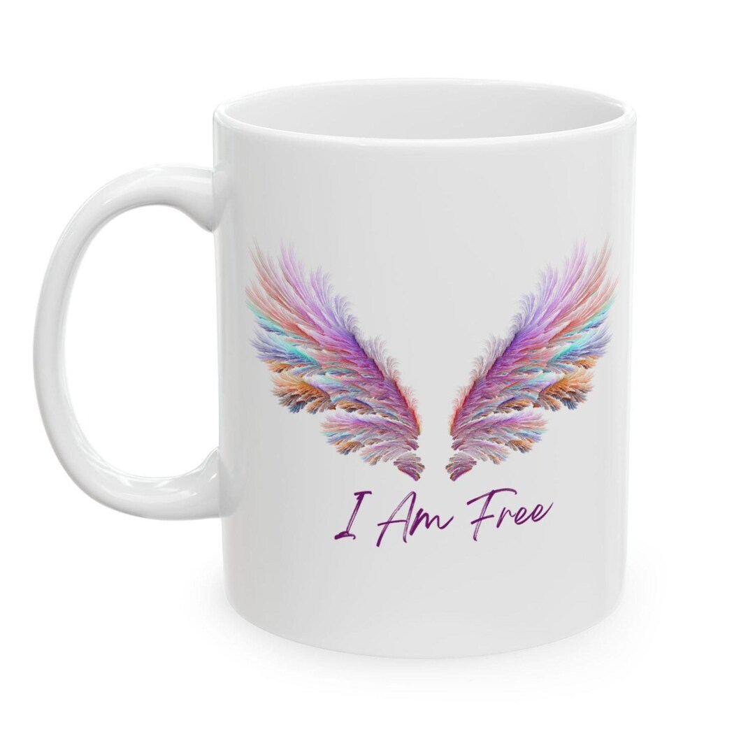 I Am Free Angel Wings Mug | Healing Gift for Women | Inspirational ...