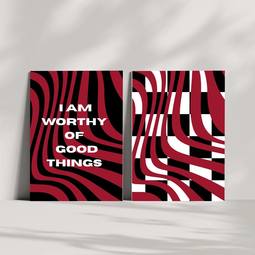 Positive Affirmation Print: Retro Checkered Wall Art (digital Download ...