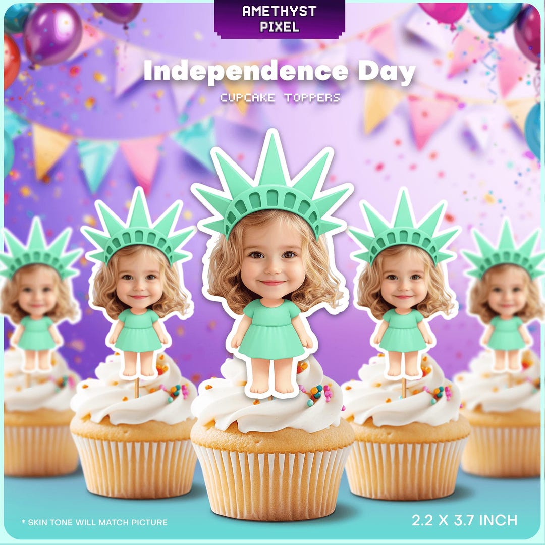 Patriotic Statue of Liberty Cupcake Toppers - Custom Face Design - Etsy