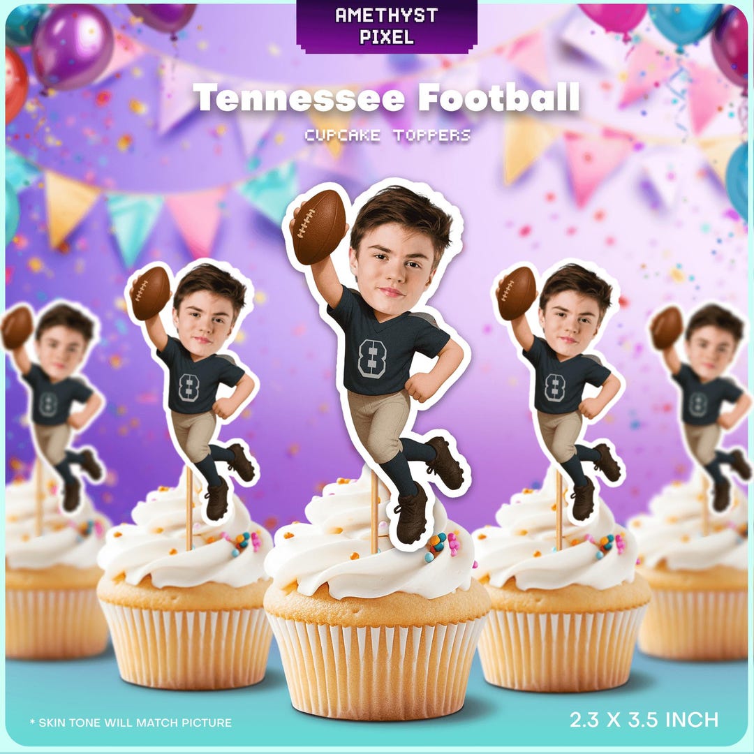 Personalized Football Cupcake Toppers - Tennessee Team Style - Etsy