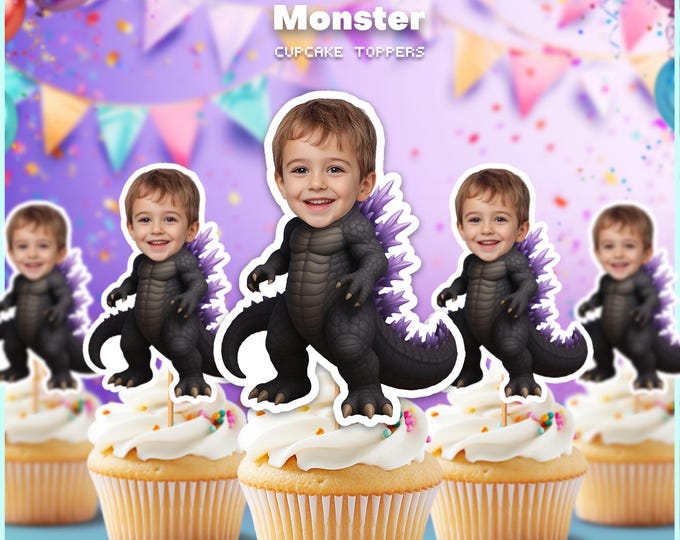 Godzilla Cake Topper, Personalized Godzilla Cake Topper, Godzilla Party ...