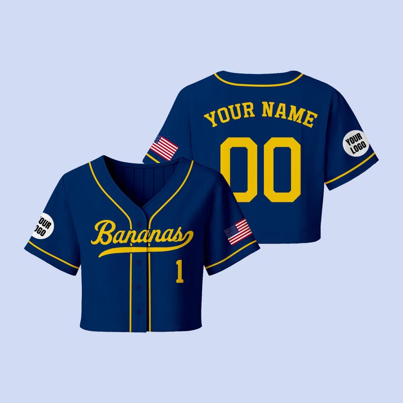 Custom Banana Team Crop Baseball Jersey for Women, Personalized Name ...