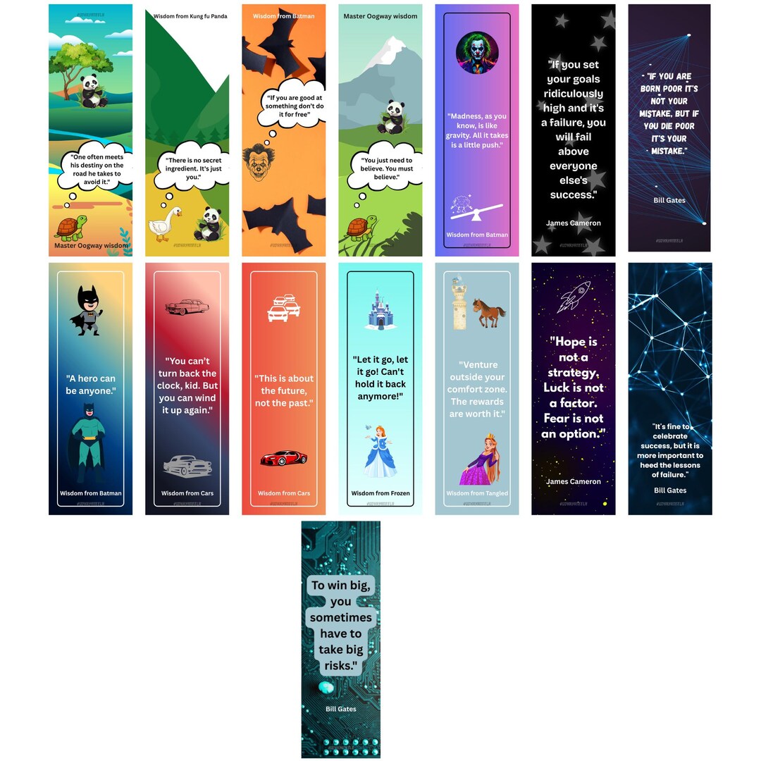 Inspirational Movie Quote Bookmarks: Motivational Gift (digital ...