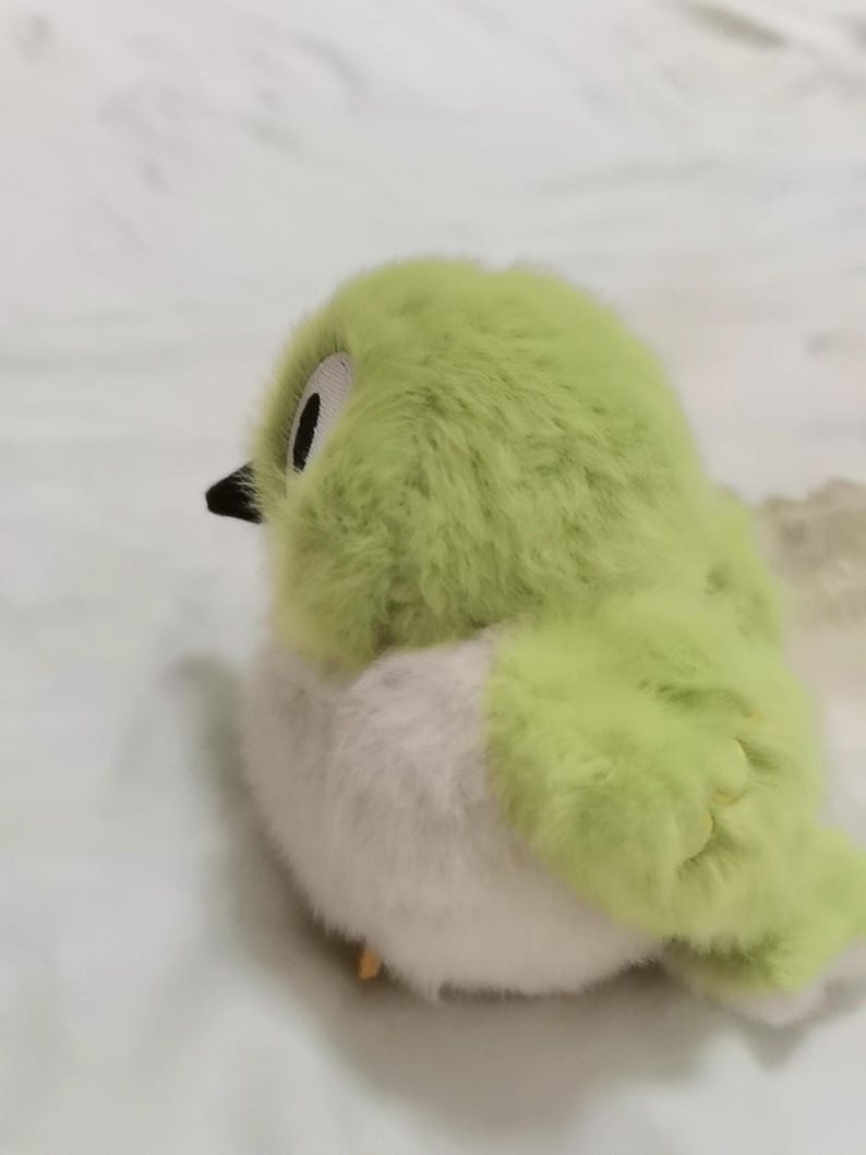 Cute Bird Plush Toy, Japanese White-eye Stuffed Animal, Kawaii Green ...