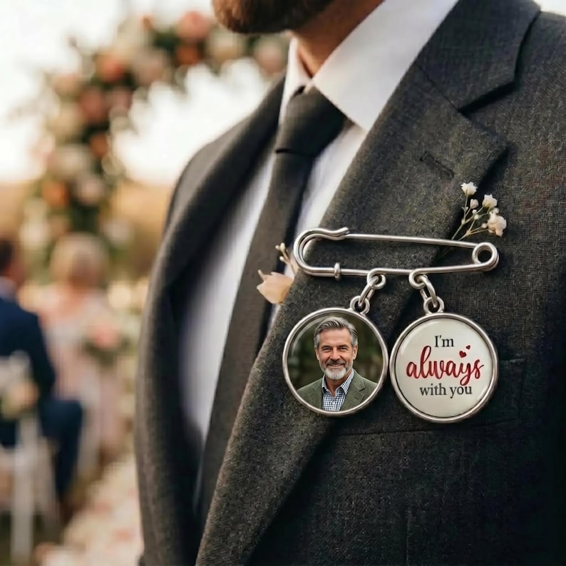 Personalized Wedding Photo Lapel Pins for Bride Groom,memorial Pin ...