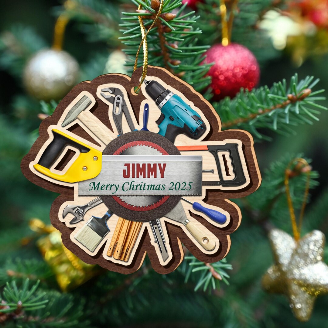 Custom Carpenter Ornament, Rustic Wood Toolbox Christmas Decor - Etsy