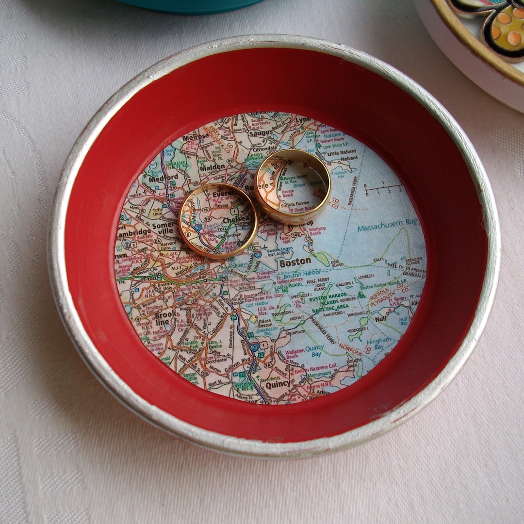 Personalized Map Ring Dish, Personalized Gift Jewelry Dish, Custom Gift ...