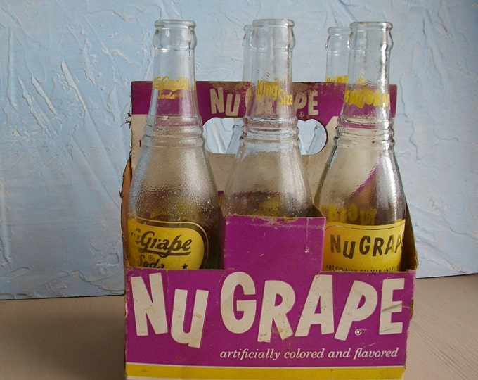 Nugrape Soda Bottles Six Pack of Vintage Glass Bottles With Carrier - Etsy