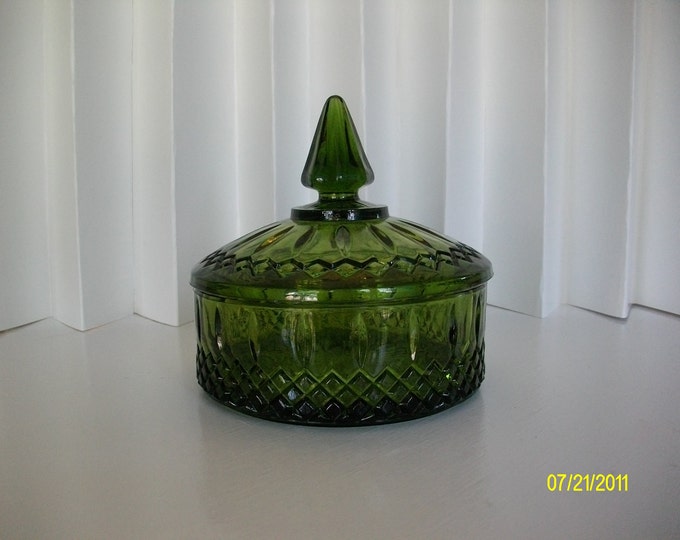 Vintage Green Cutwork Glass Candy Dish - Etsy