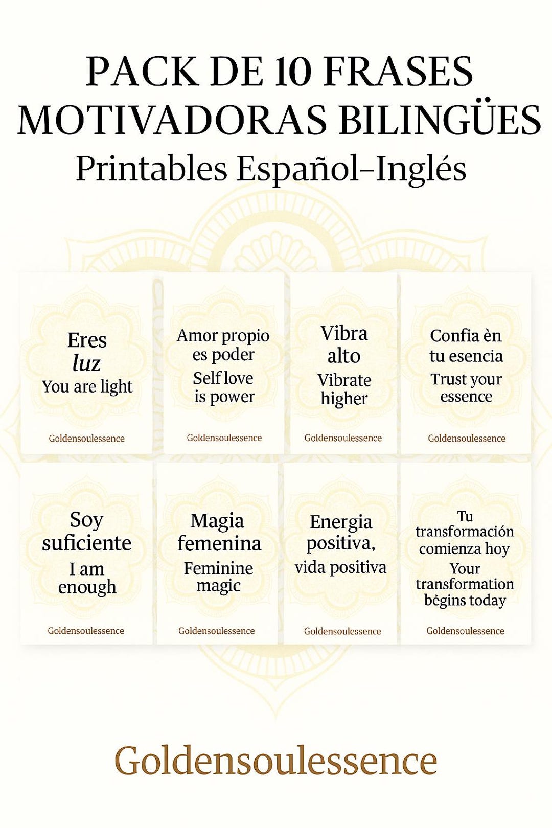 Pack of 10 Bilingual Motivational Quotes | Printable Wall Art | Digital ...
