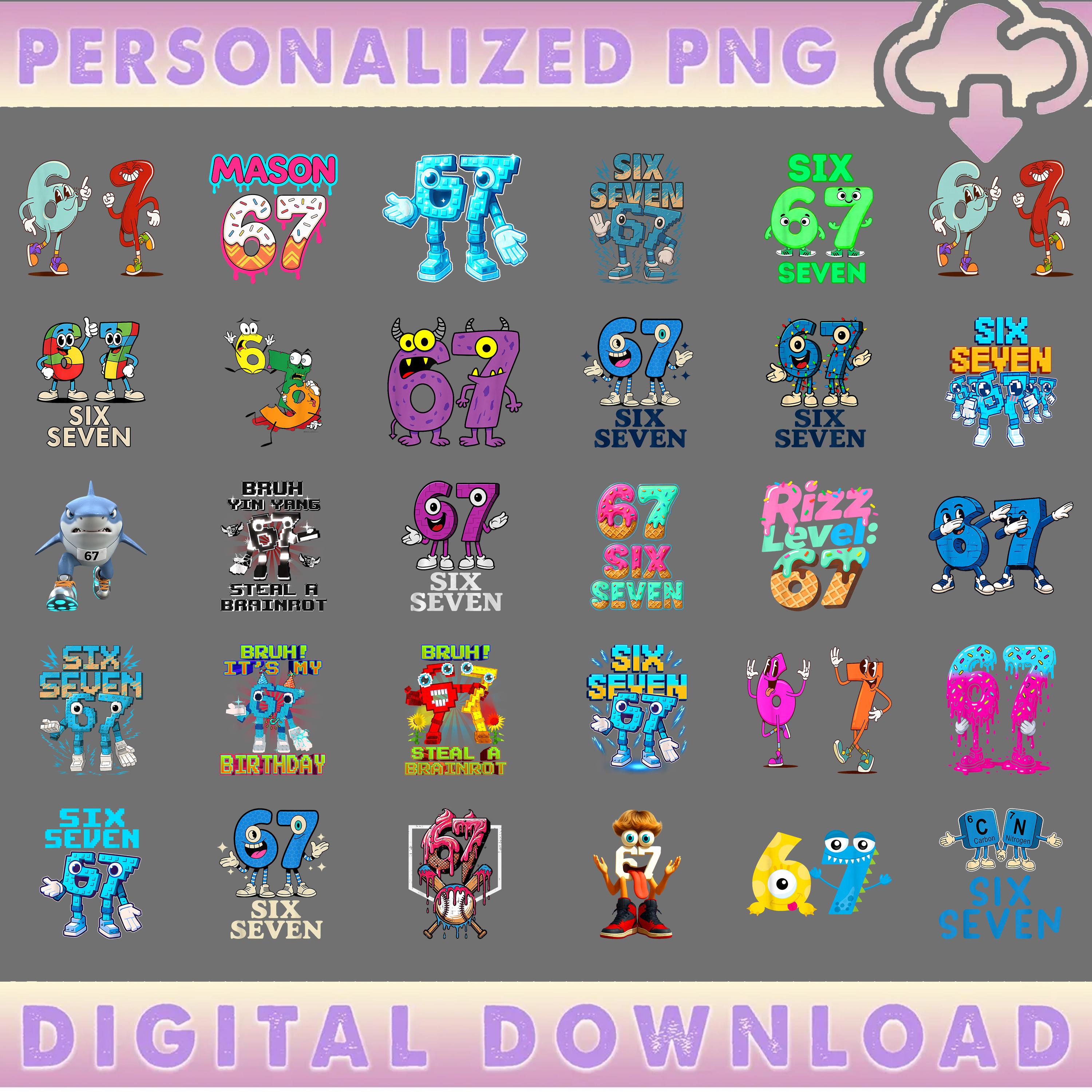 Steal a Brainrot Six Seven Italian Brainrot Kids Gaming Meme PNG Bundle ...