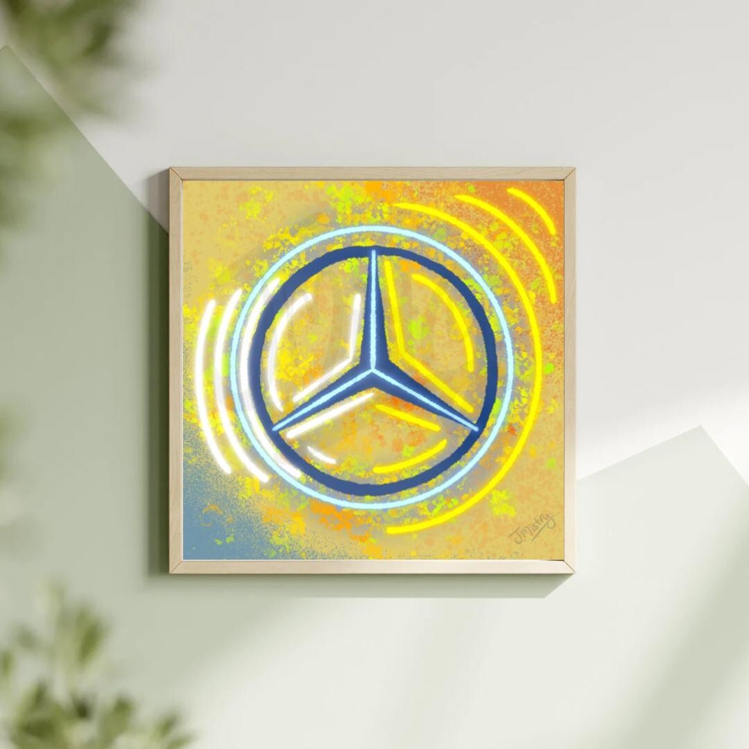 Mercedes Badge Artwork Print: Hand-drawn Wall Art (digital Download) - Etsy