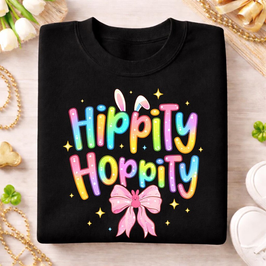 Hippity Hoppity PNG File, Easter Bunny Ears PNG, Cute Rainbow Easter ...