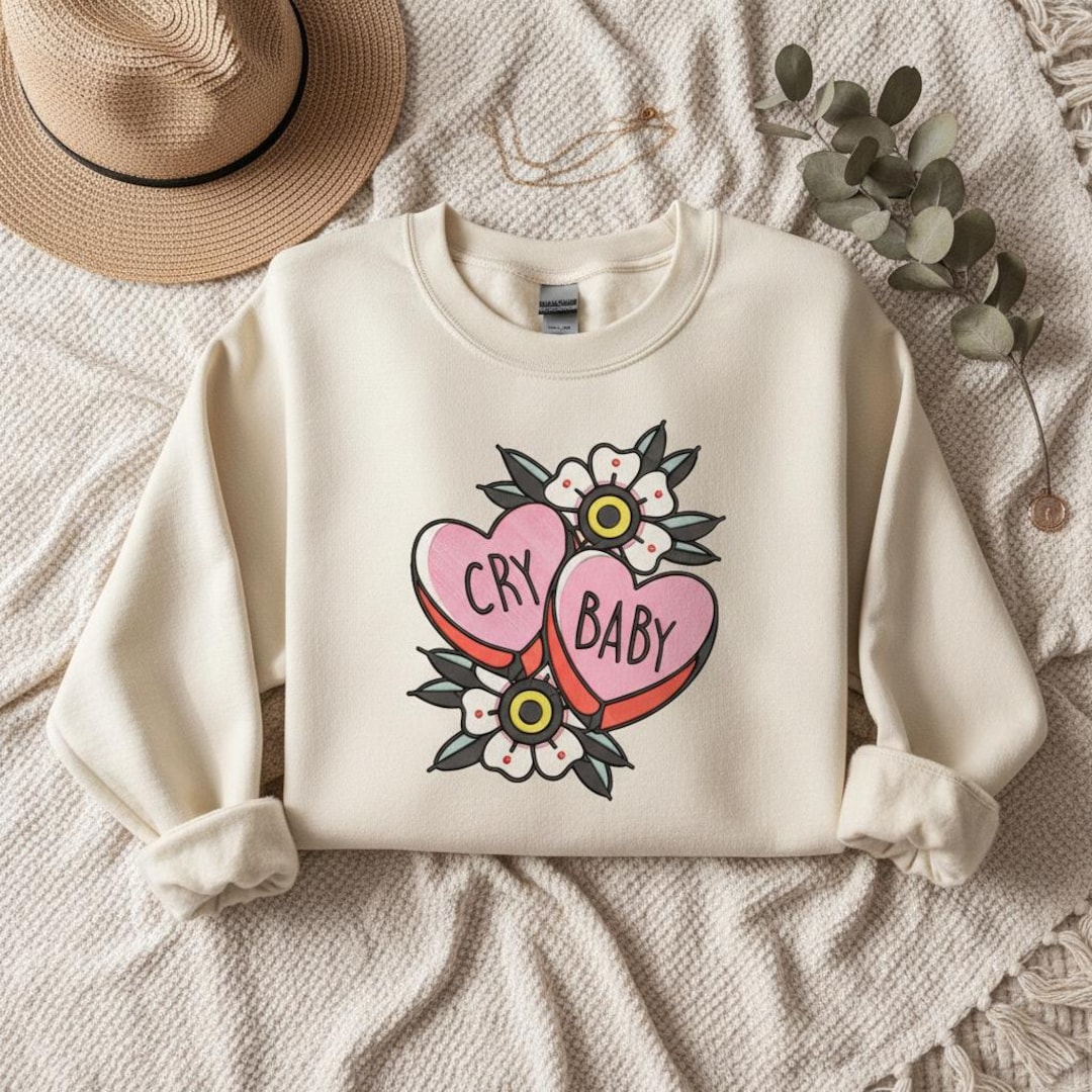 Cry Baby Embroidery File, Valentine Heart Embroidery Design, Funny Love ...