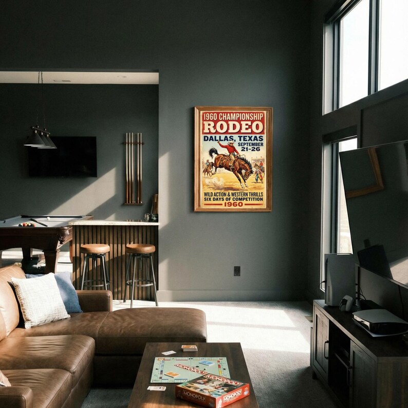 1960 Dallas Championship Rodeo Poster, Vintage Western Americana Wall ...