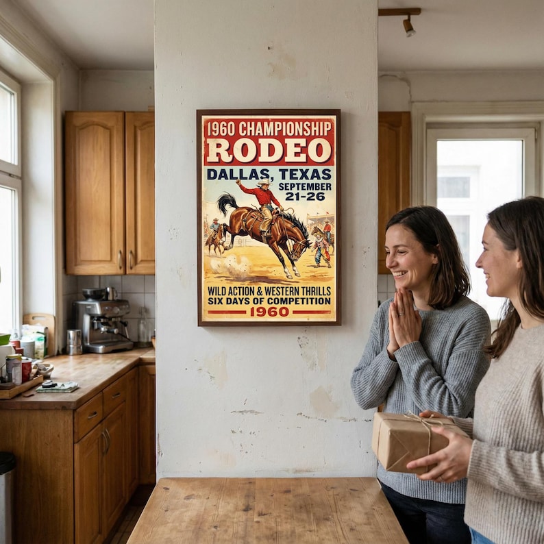 1960 Dallas Championship Rodeo Poster, Vintage Western Americana Wall ...