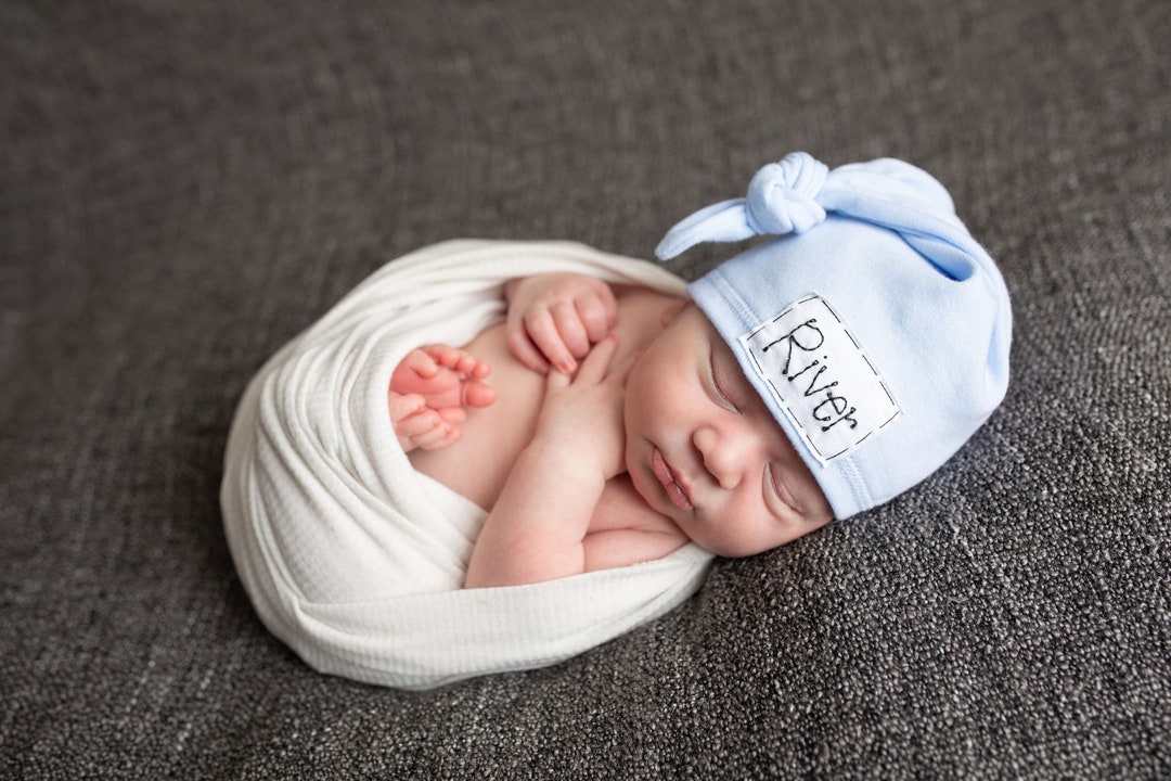 BABY BLUE: Newborn Hat Personalized Baby Hat Name Hat - Etsy