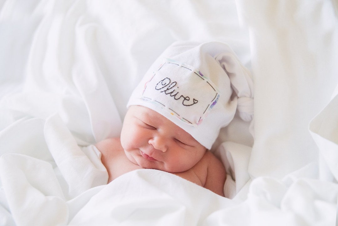 BRIGHT WHITE: Personalized Hat-baby Name Hat-newborn Name Hat ...