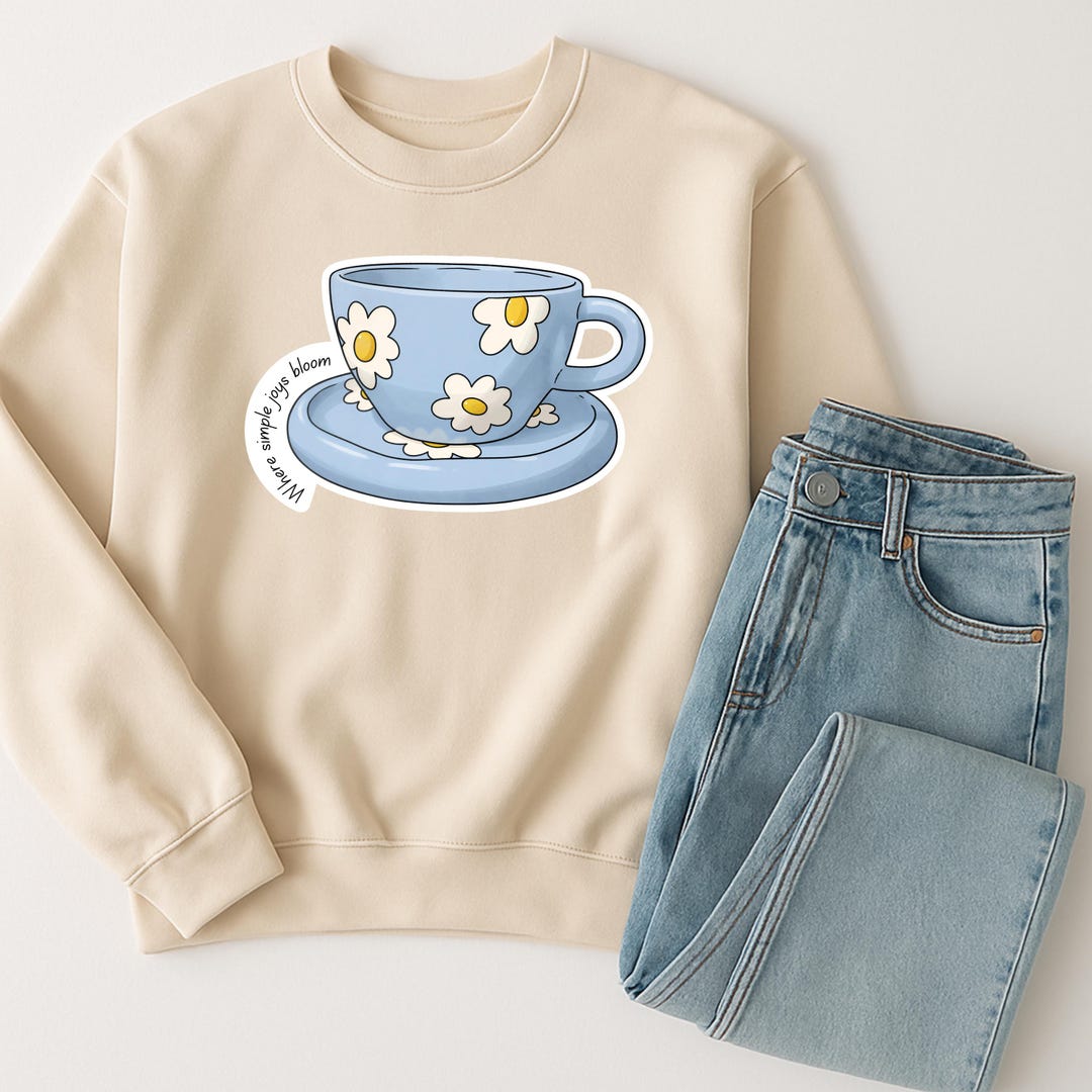 Daisy Teacup PNG Sticker Design - Etsy