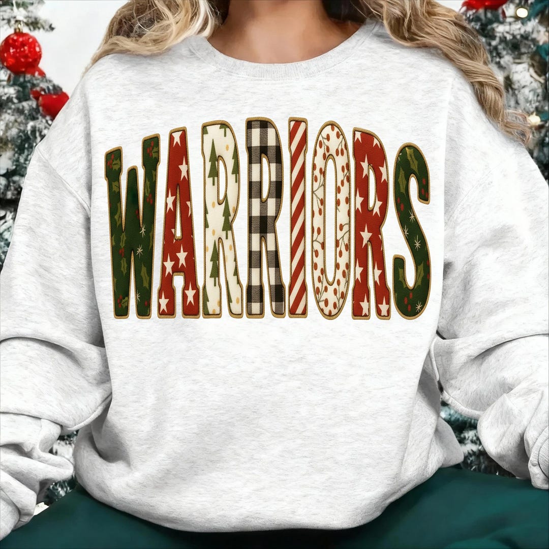 Warriors Christmas PNG, Merry Mascot Sport, Patchwork Sublimation ...